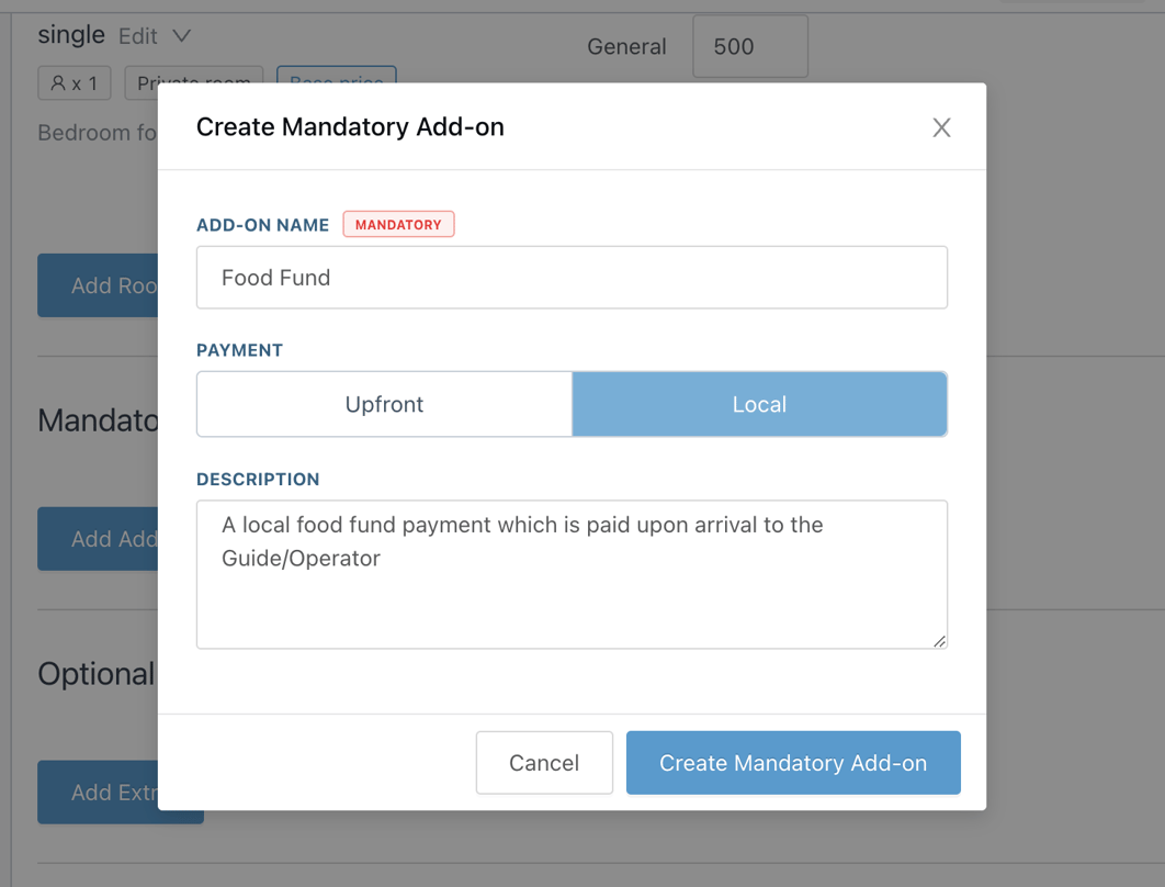 How to Add Mandatory Addons and Optional Extras?
